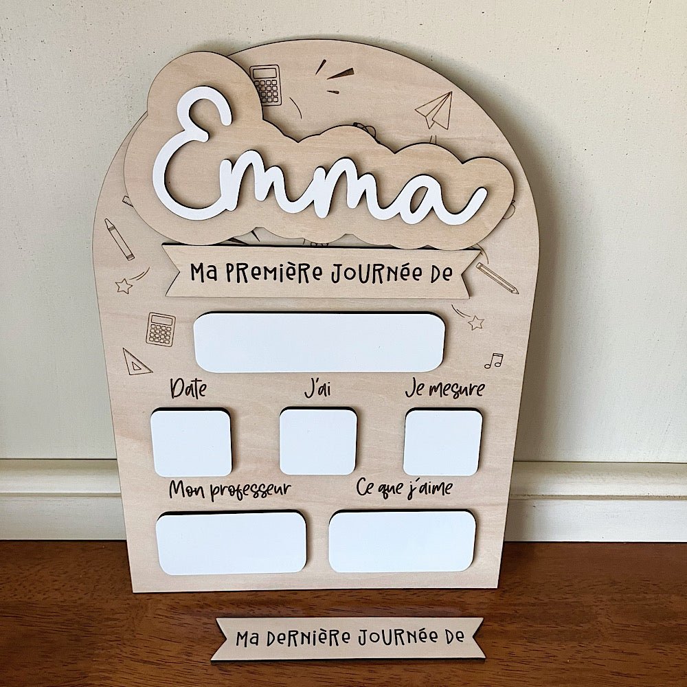 Tableau pour première journée d'école – Les Zacôtés d’Emilie